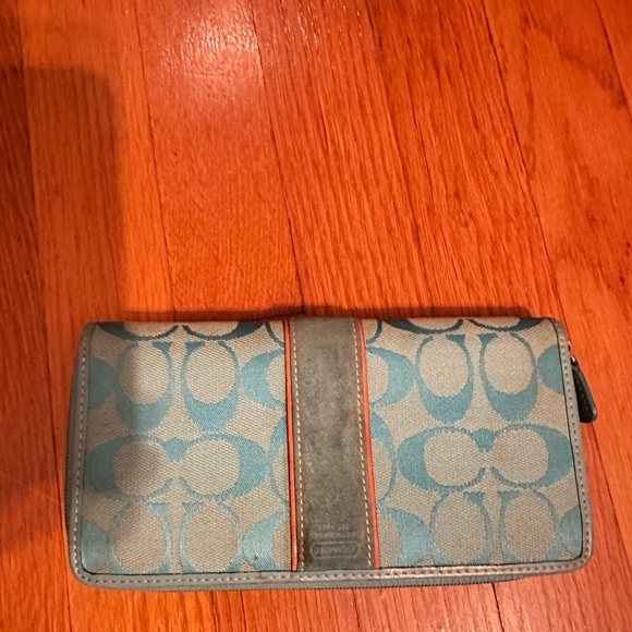 Coach | Bags | Coach Blue Wallet | Poshmark